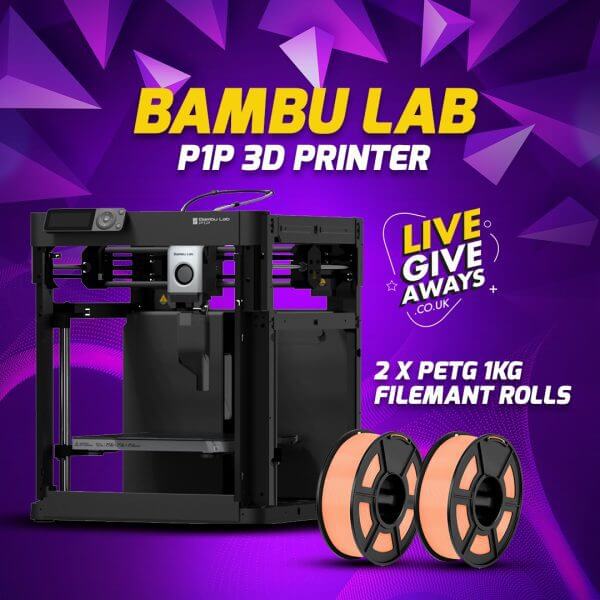 Bambu Lab P1P 3D Printer + 2 x 1KG Filament – Live Giveaways