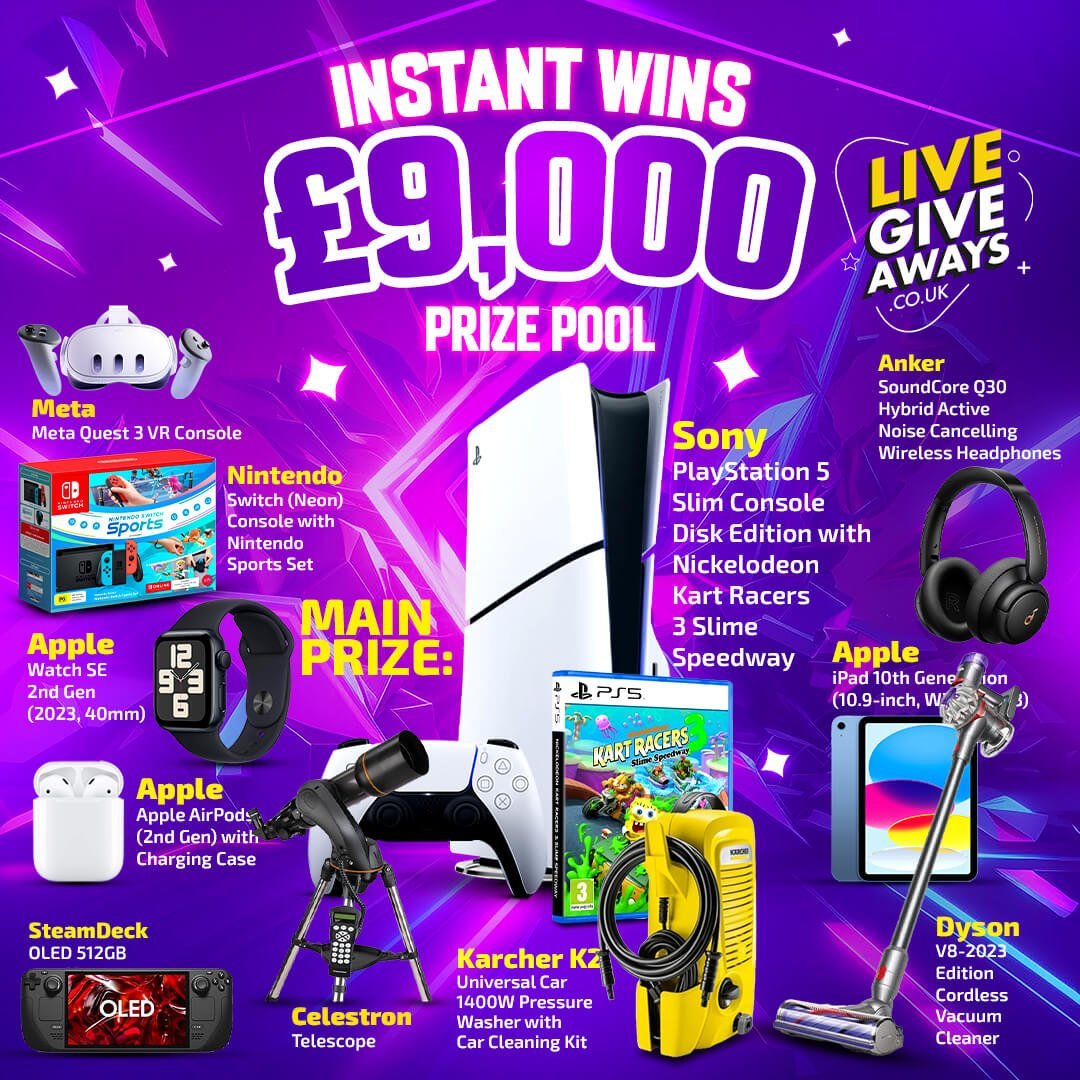 Instant Wins: Prize Pool worth over £9000! – Live Giveaways