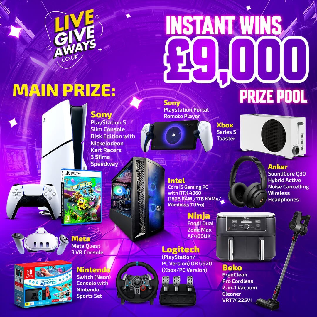 Instant Wins: Prize Pool worth over £9000! – Live Giveaways