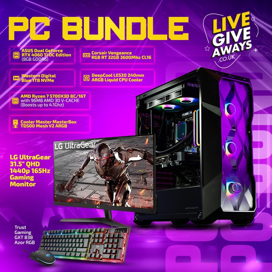 Ryzen 7 5700X3D Gaming PC Bundle with RTX 4060 Ti – Live Giveaways