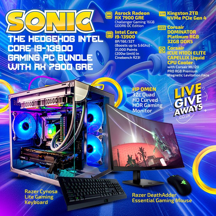 Sonic the Hedgehog Intel Core i9-13900 Gaming PC Bundle with RX 7900 ...