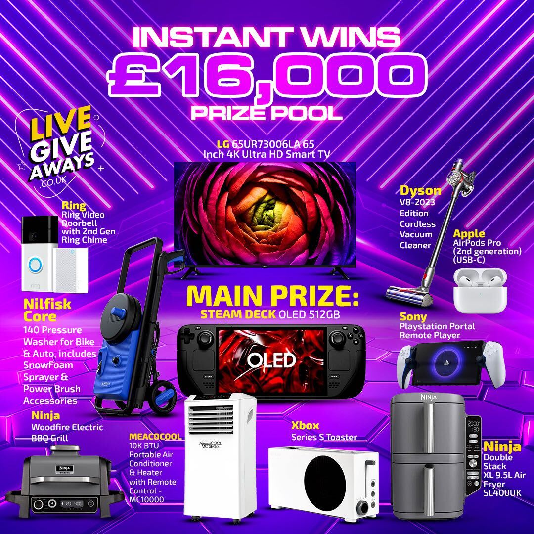 Instant Wins: Prize Pool worth over £16,000! – Live Giveaways