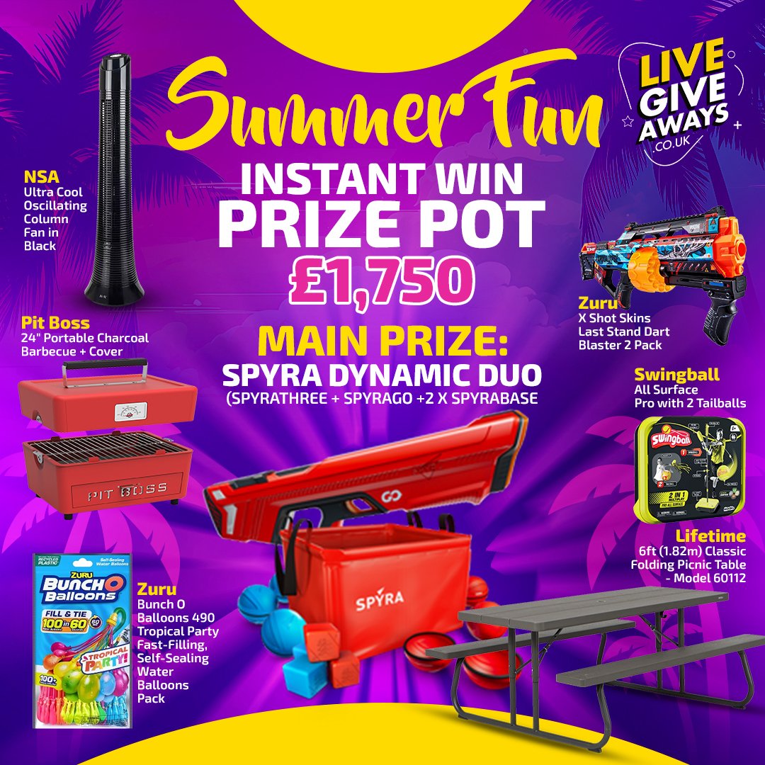 Summer Fun Instant Win’s are BACK! Prize Pot – £1,750! Prizes ONLY! No ...