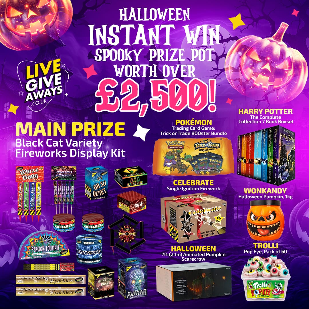 Halloween Instant Win! Spooky Prize Pot worth over £2,500! – Live Giveaways