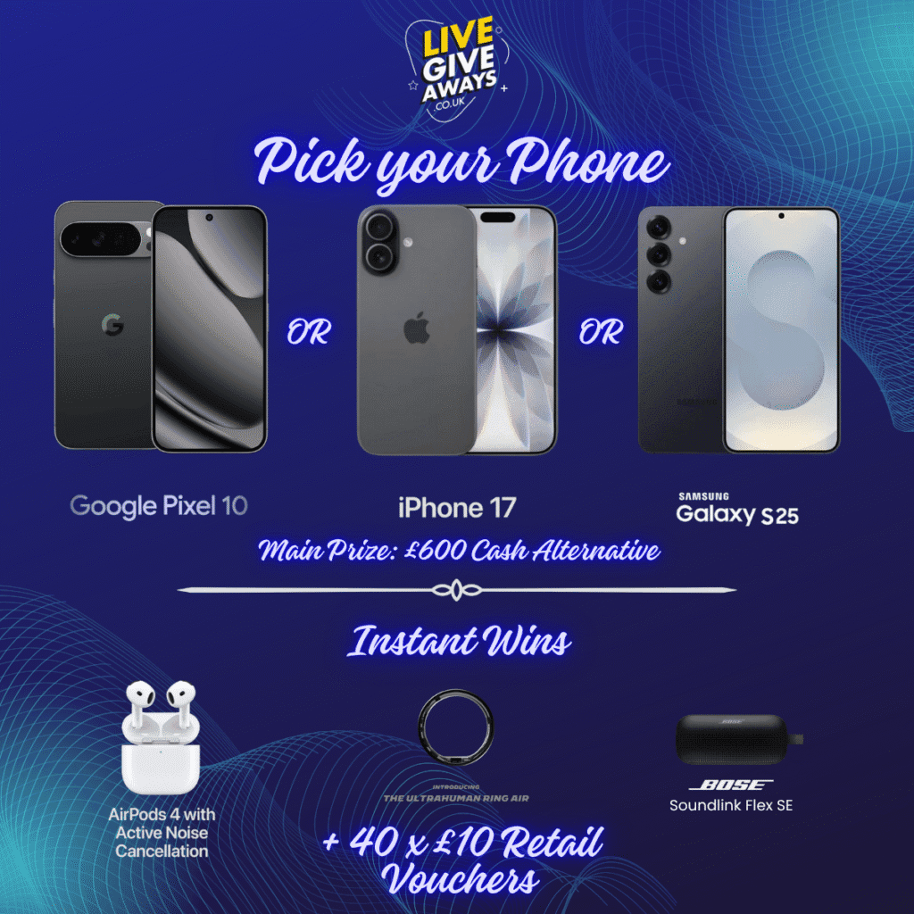 📱 Pick Your Phone: iPhone 17, Samsung S25 or Pixel 10! – Live Giveaways